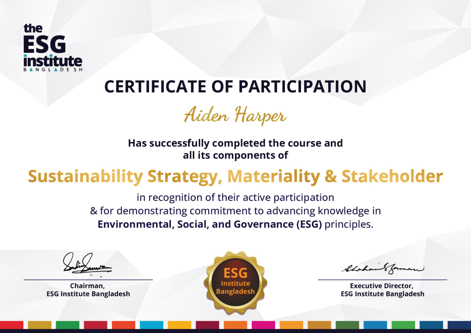 Sustainability Strategy, Materiality & Stakeholder - ESG Institute ...