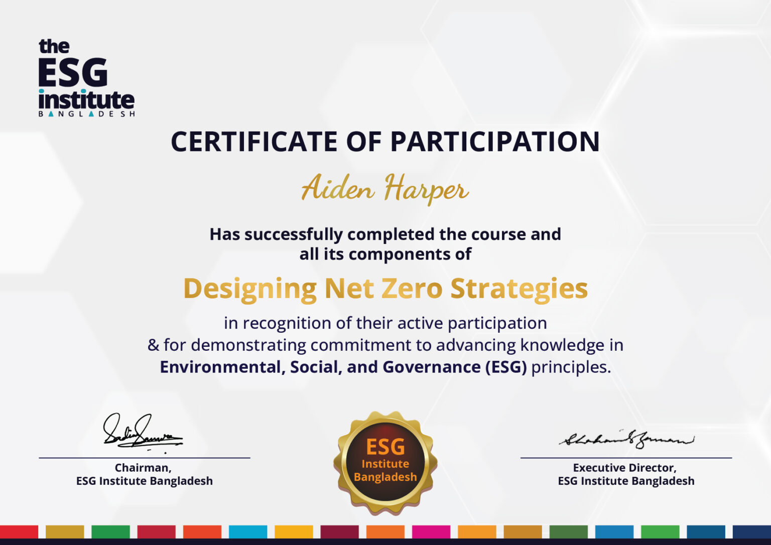 Designing Net Zero Strategies - ESG Institute Bangladesh